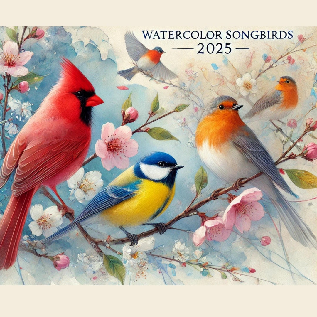 2025 Songbird Large Glossy Spiral Wall Calendar, Vibrant Annual Planner ...