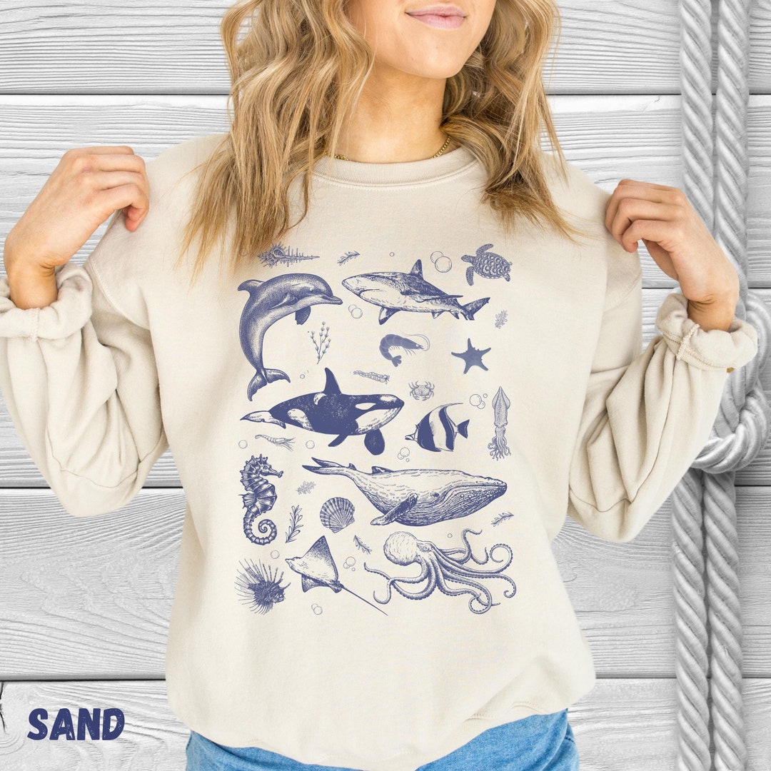 Ocean Sea Life Sweatshirt - Underwater Design, Marine Life Jumper ...