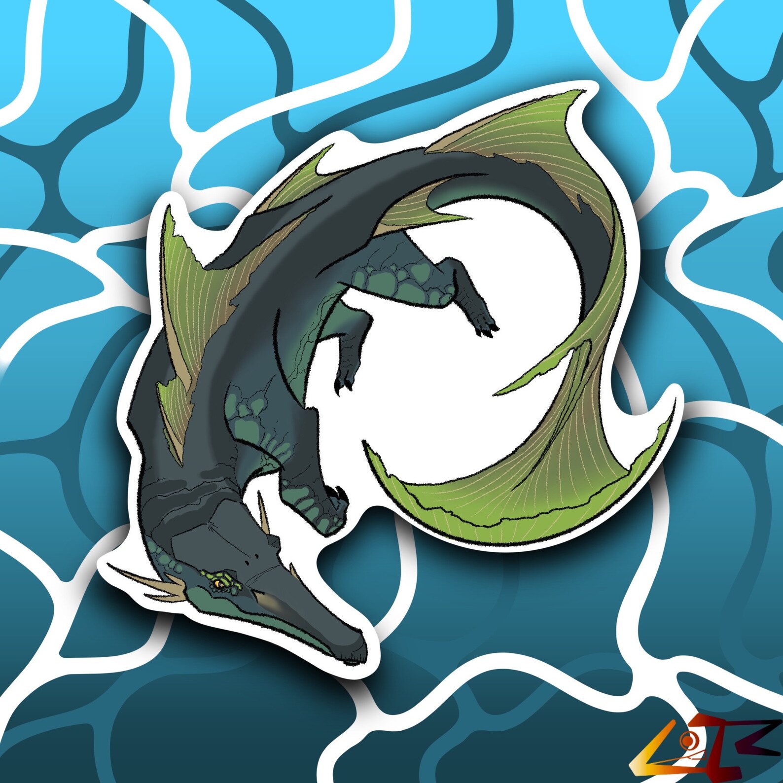 Barb Finned Saltwater Crocodile Sticker - Crocodile Sticker, Animal ...