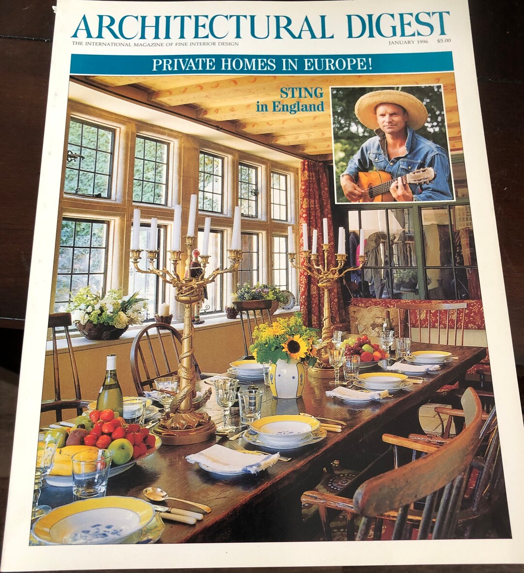 Vintage Architectural Digest Magazine January 1996 - Etsy