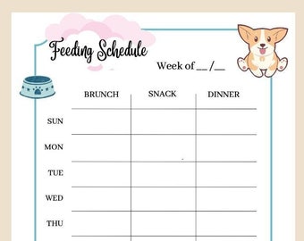 Printable Dog Feeding Chart. Dog Food Schedule. Pet Food Schedule. Dog ...
