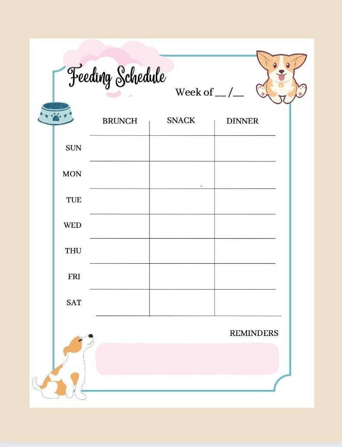 Dog Feeding Schedule | Pet Food Planner | Cat Food Organizer - Etsy