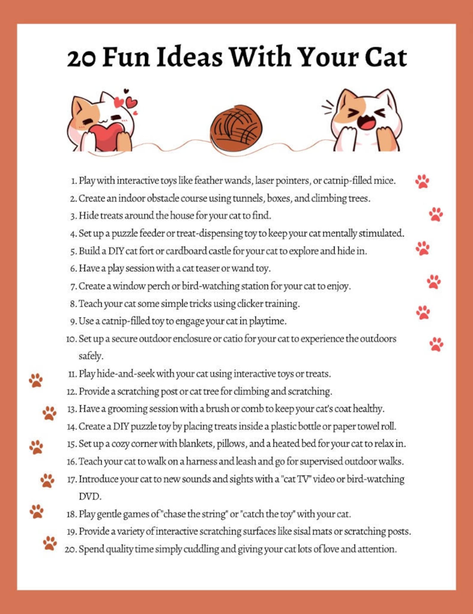 Cat Bonding Ideas | Things to Do With Your Pet | Fun With Pets/cats - Etsy