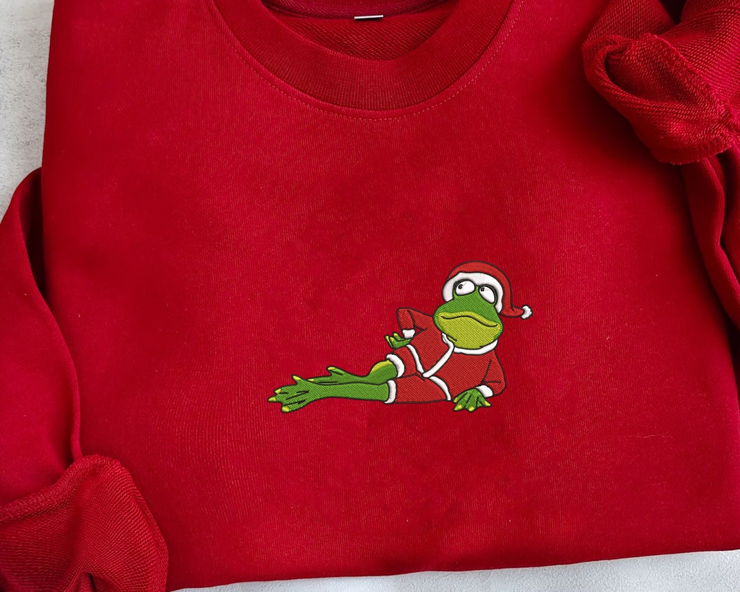 Embroidered Christmas Frog Sweatshirt Frog Hoodie Frog - Etsy