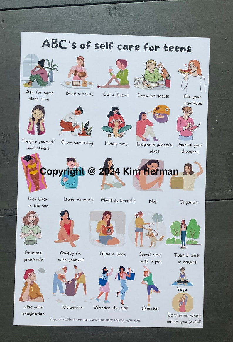 Colorful Self Care and Coping Skills Poster for Teens Printable 8.5 X ...