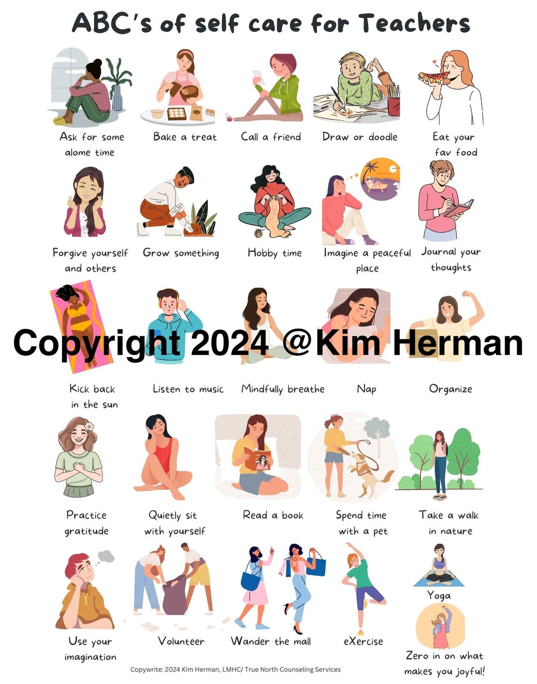 Colorful Self Care and Coping Skills Poster for Teachers Printable 8.5 ...