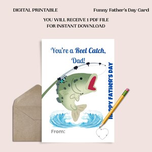 Digital Printable Happy Father's Day Card, Fishing Card for Fisher Dad ...