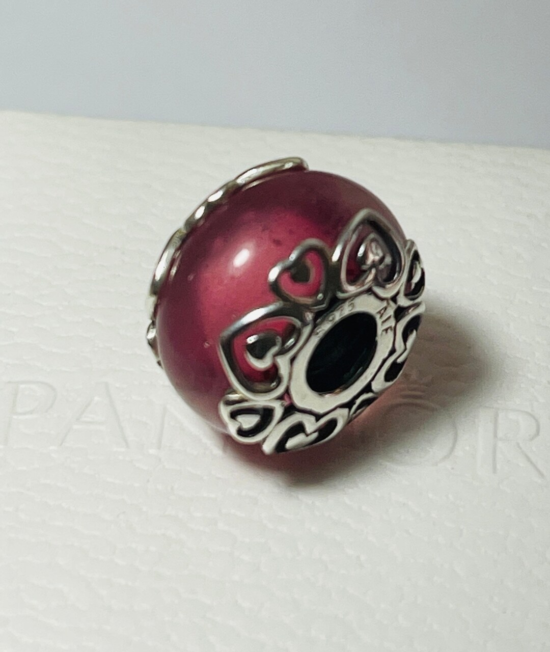 Pandora Charms Reveal Your Love Fancy Pink Heart Murano Glass Bead ...