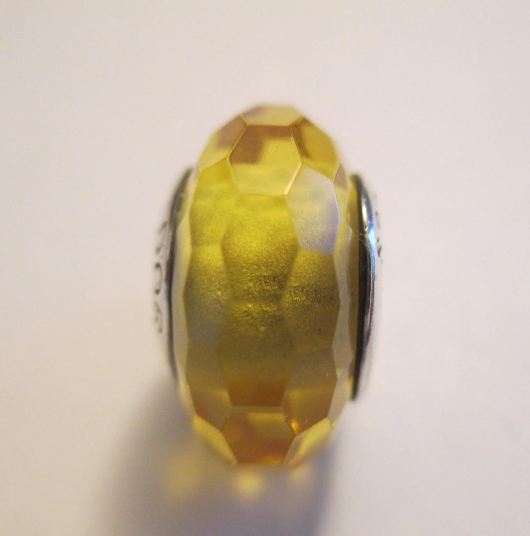 Golden Yellow Murano Glass Charms PANDORA Sterling Silver Bead W/pouch ...