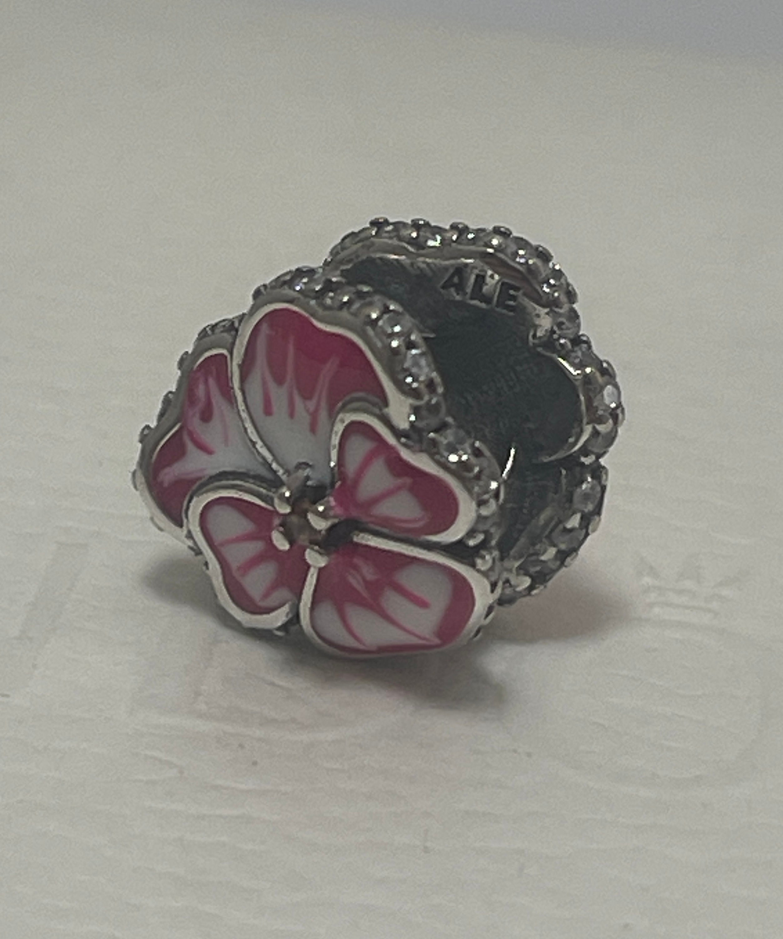 New PANDORA #790777C01 Pink Pansy Flower Charm Sterling Silver 925 ALE ...
