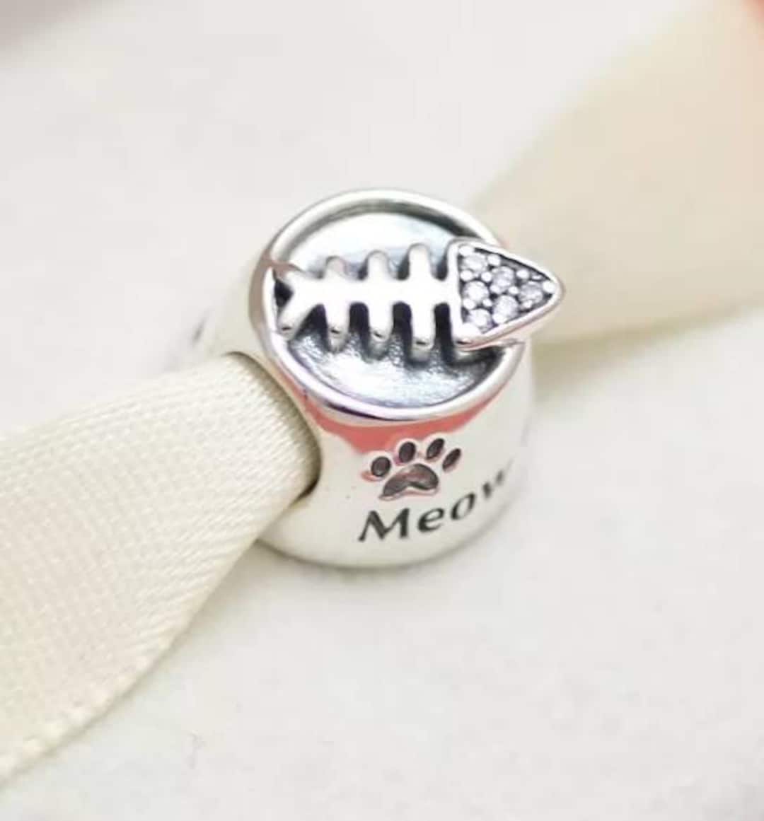 Pandora Sterling Silver Meow Cat Bowl Fish Bone Charm Pet World Deal - Etsy