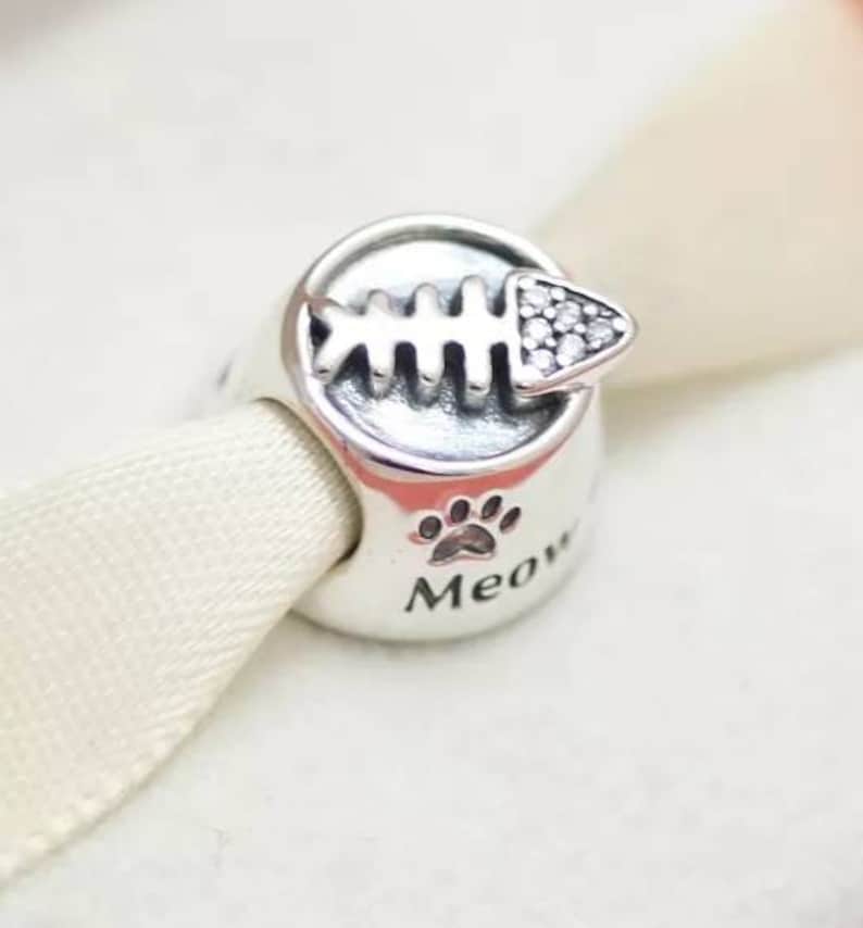 Pandora Sterling Silver Meow Cat Bowl Fish Bone Charm Pet World Deal - Etsy