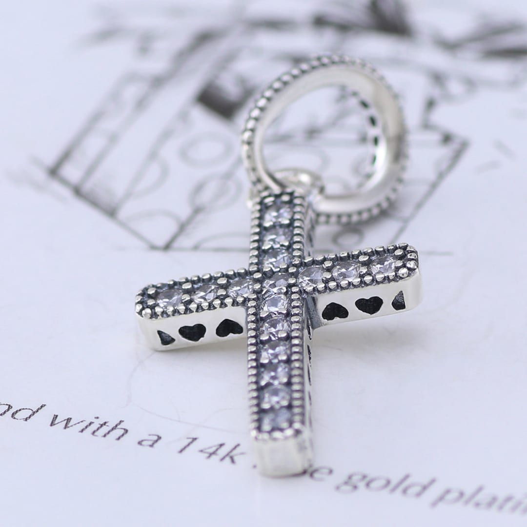 Sparkling Cross Heart CZ Faith Pendant Pandora Charm All the Best 2024 ...