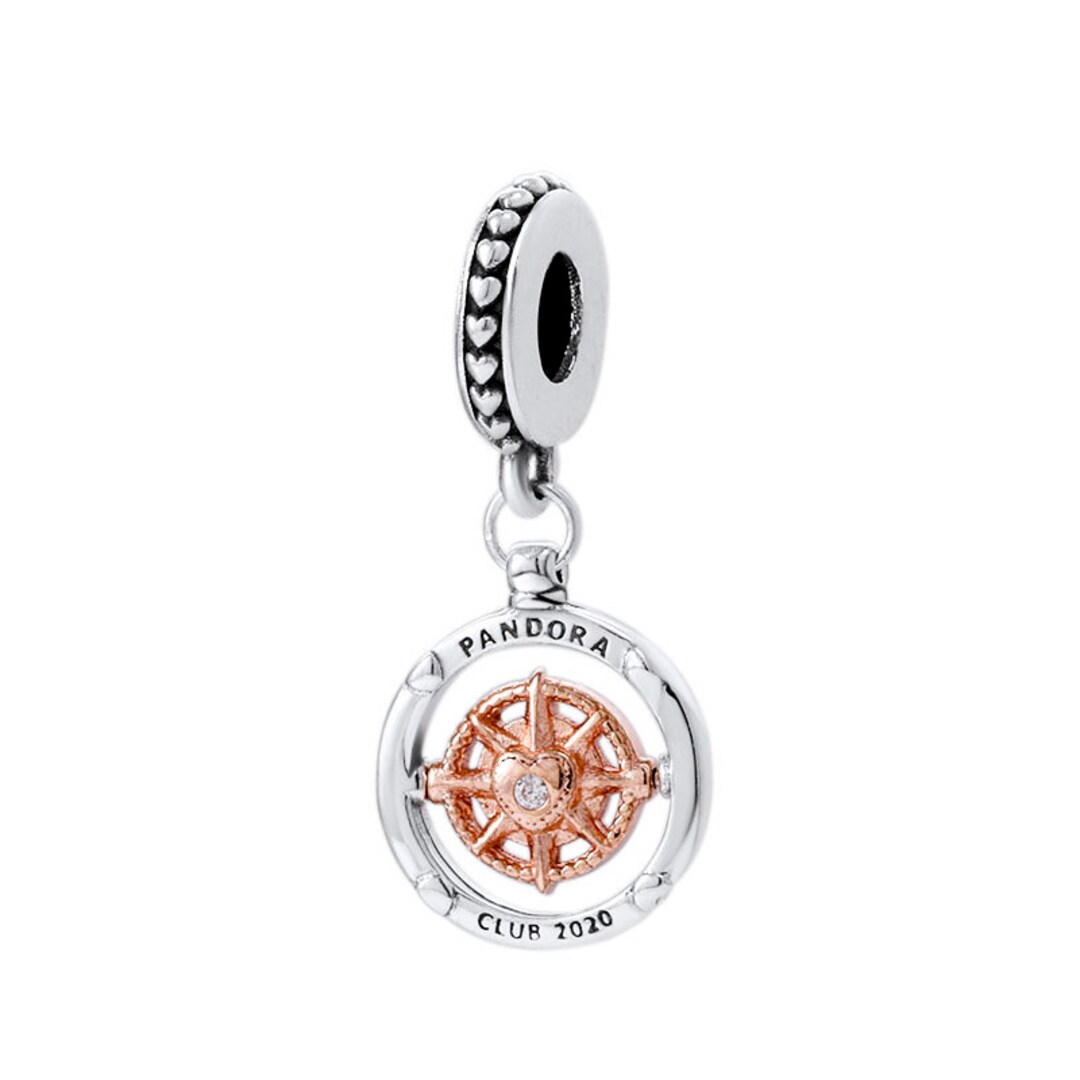Spinning Compass Pandora Rose & Silver Dangle Charm Travel the World ...