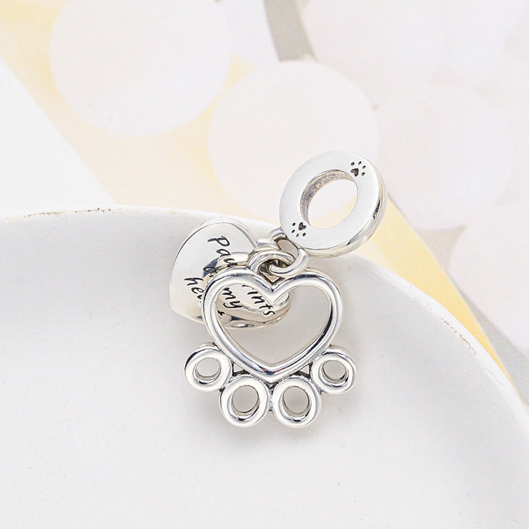 Hearts and Paw Prints Sweet Pet Pandora Charm - Etsy