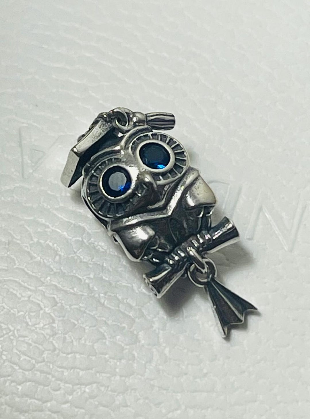 Pandora Wise Owl Sapphire Eyes Blue Graduation Charm 798907C01 July 4th ...