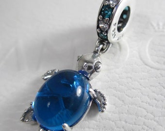 Sea Turtle Dangle Murano Green Glass Charm S925 Silver Charm for ...