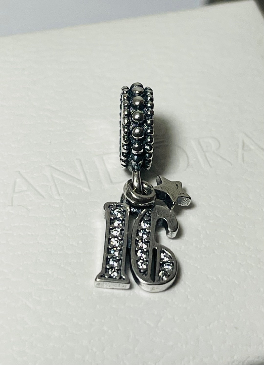 Pandora Sweet 16 Birthday Anniversary 16th Celebration Charm Clear CZ ...