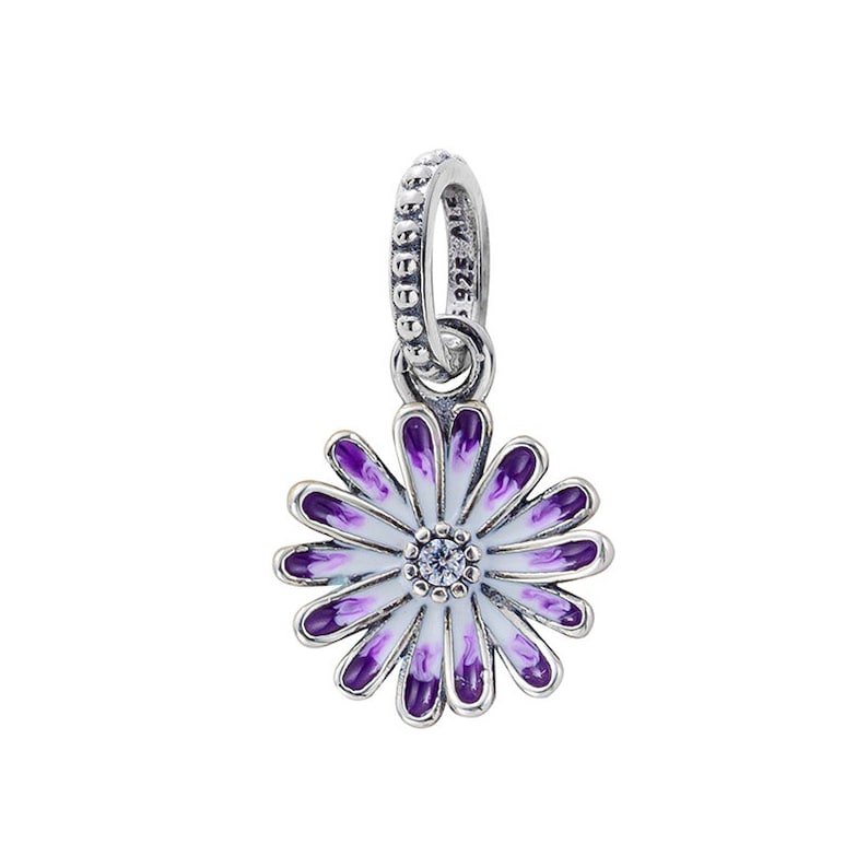 New Pandora Sterling Silver Purple Daisy Dangle Charm 798771C01 ...