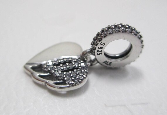 Pave Sparkling Angle Wing Heart & Angel Pandora Charm… - Gem