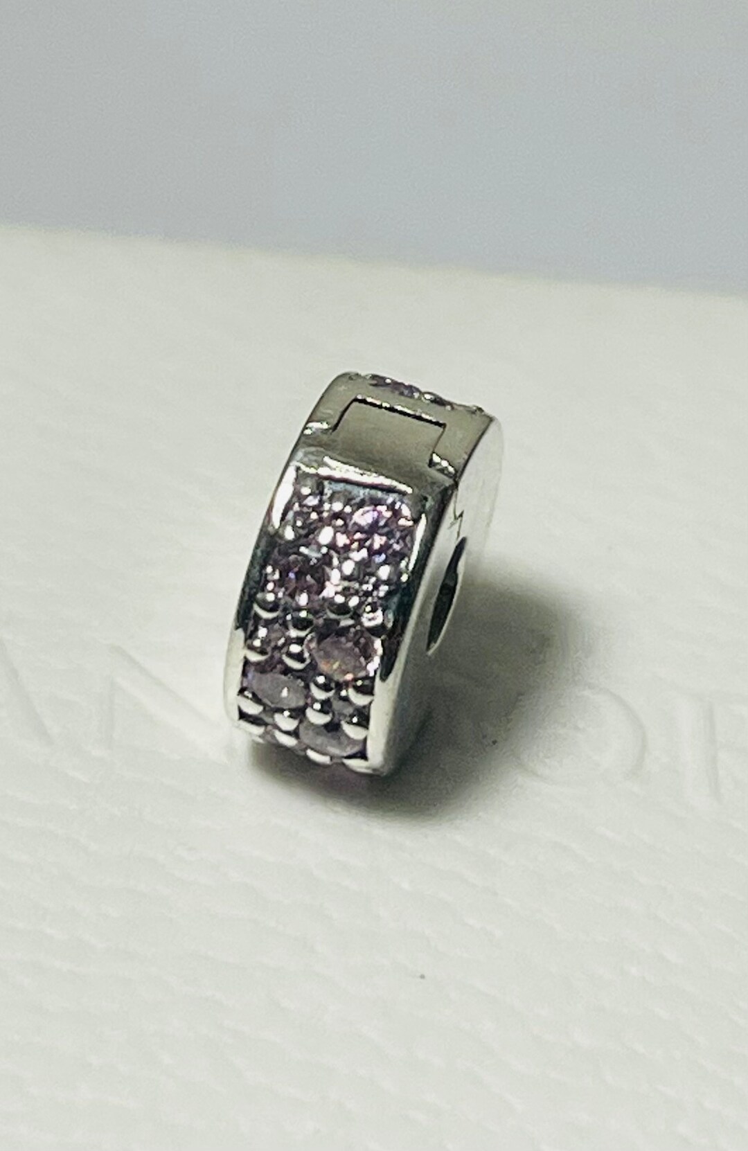 New Pandora Pink CZ Pave Clip Slide Charm W/pouch July 4 Celebrate Day ...