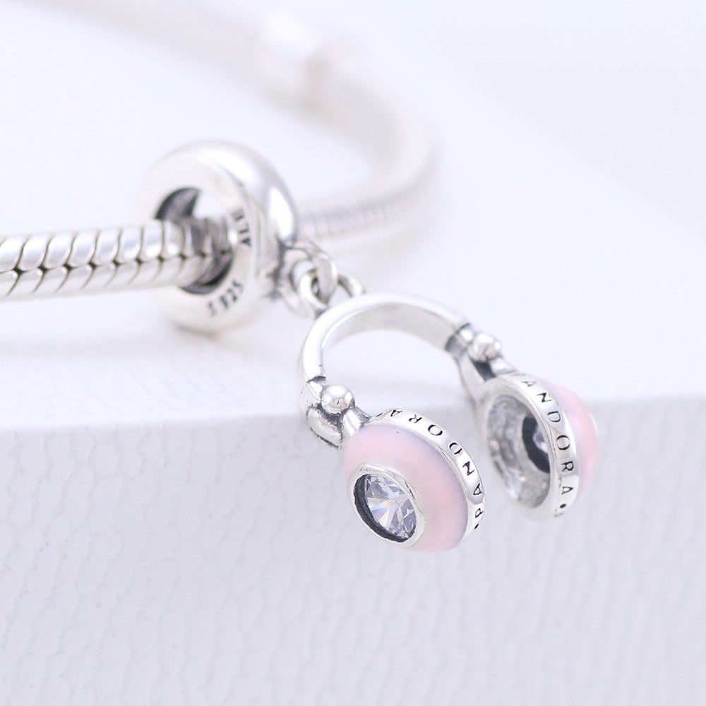 Pandora Pink Headphone Love Music DJ Headphones Pendant Bracelet Dangle ...