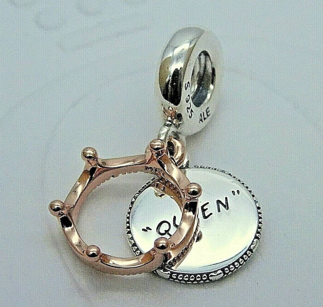 Queen & Regal Crown Dangle Charm Genuine Pandora Sterling Silver 14k ...
