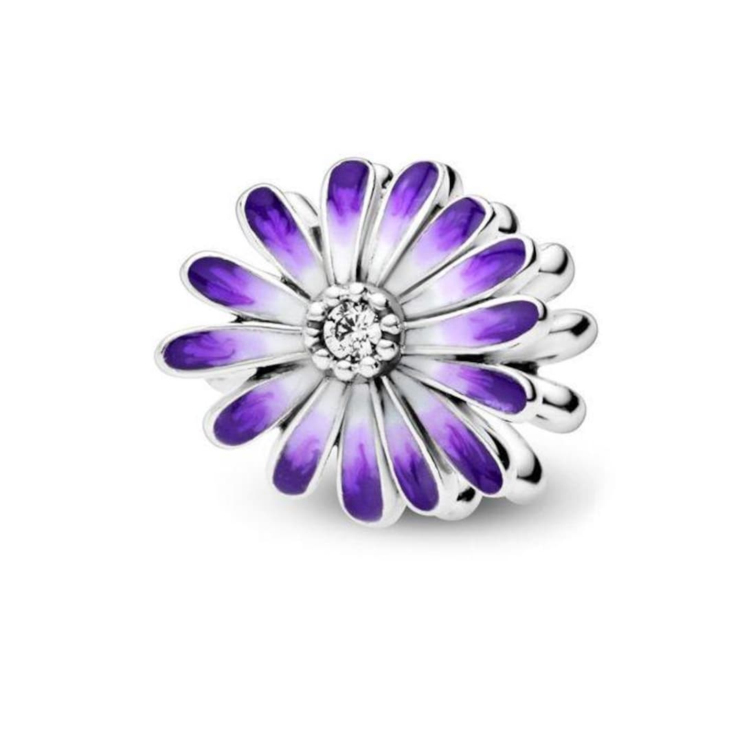 New Pandora Sterling Silver Purple Daisy Charm S925 Ale Summer Blossom ...