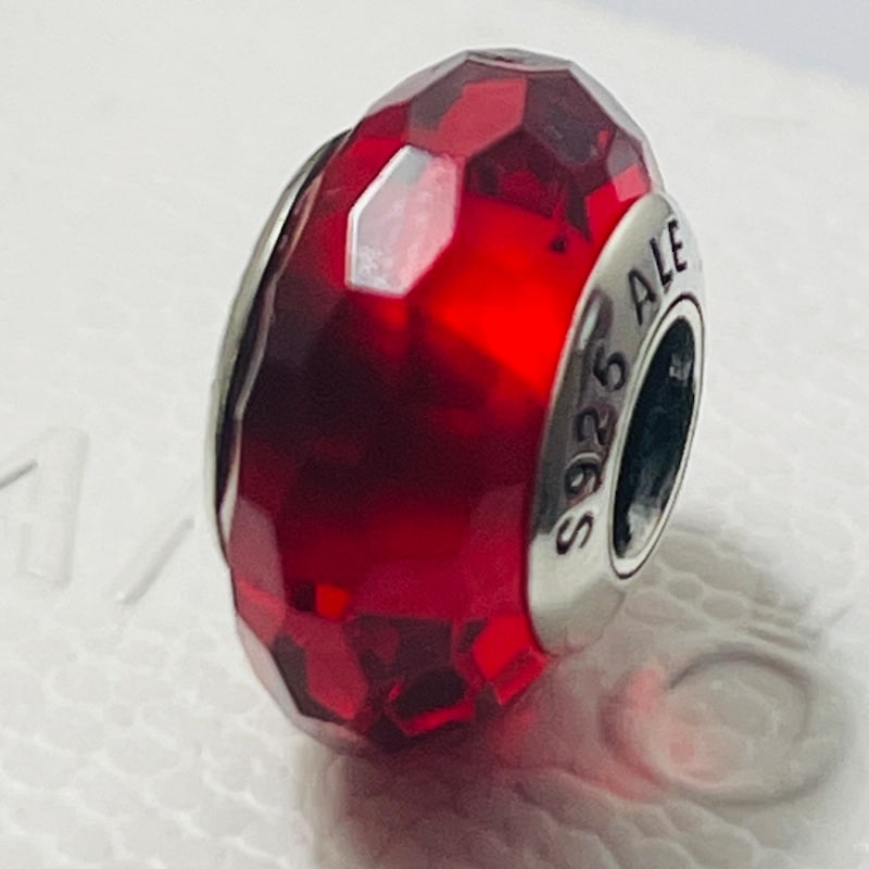 Pandora Red Glass Bead - Etsy