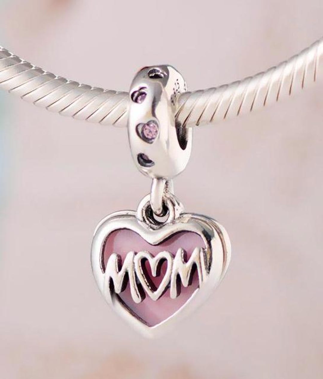Pandora Mum Script Heart Charm Love Mom Dangle Pink Enamel Mother's Day ...