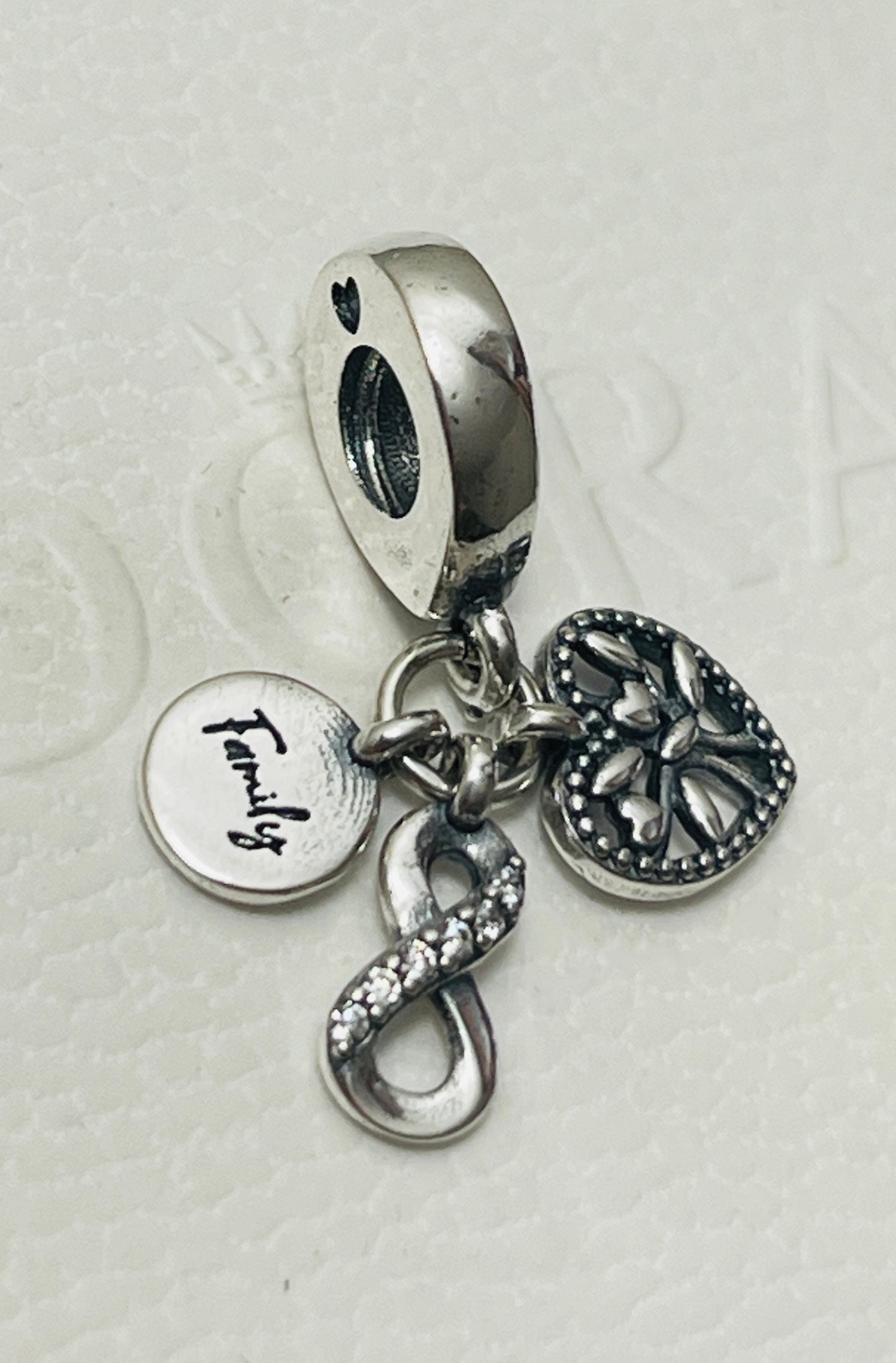 New Pandora 925 Family Tree Infinity Love Triple Trio Dangle Charm Bead ...