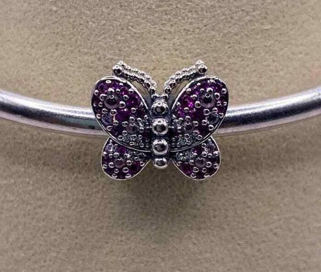 PANDORA Sterling Silver Dazzling Pink Butterfly Charm Autumn Garden ...