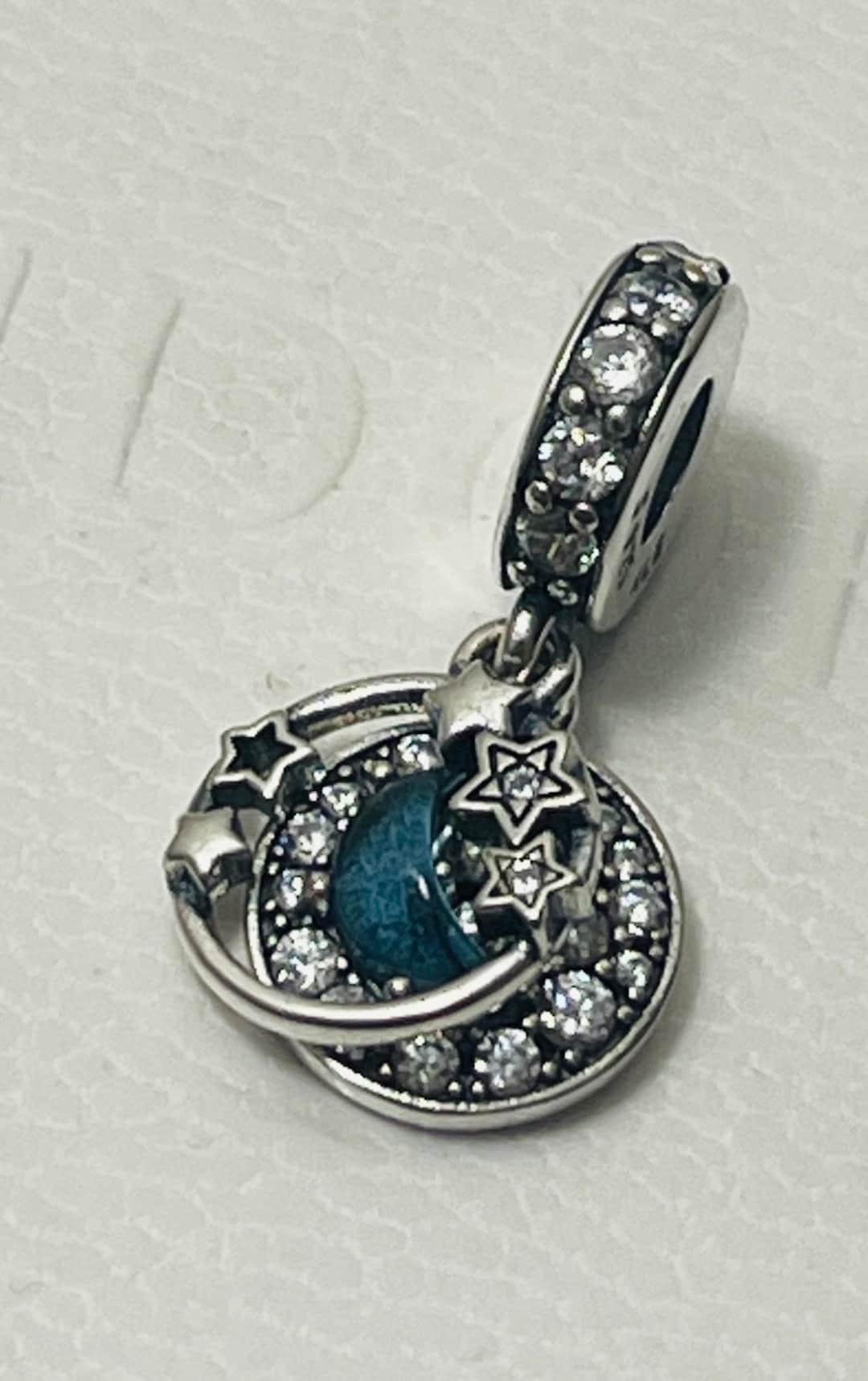 New Pandora Charm Blue Night Sky Crescent Moon & Stars - Etsy