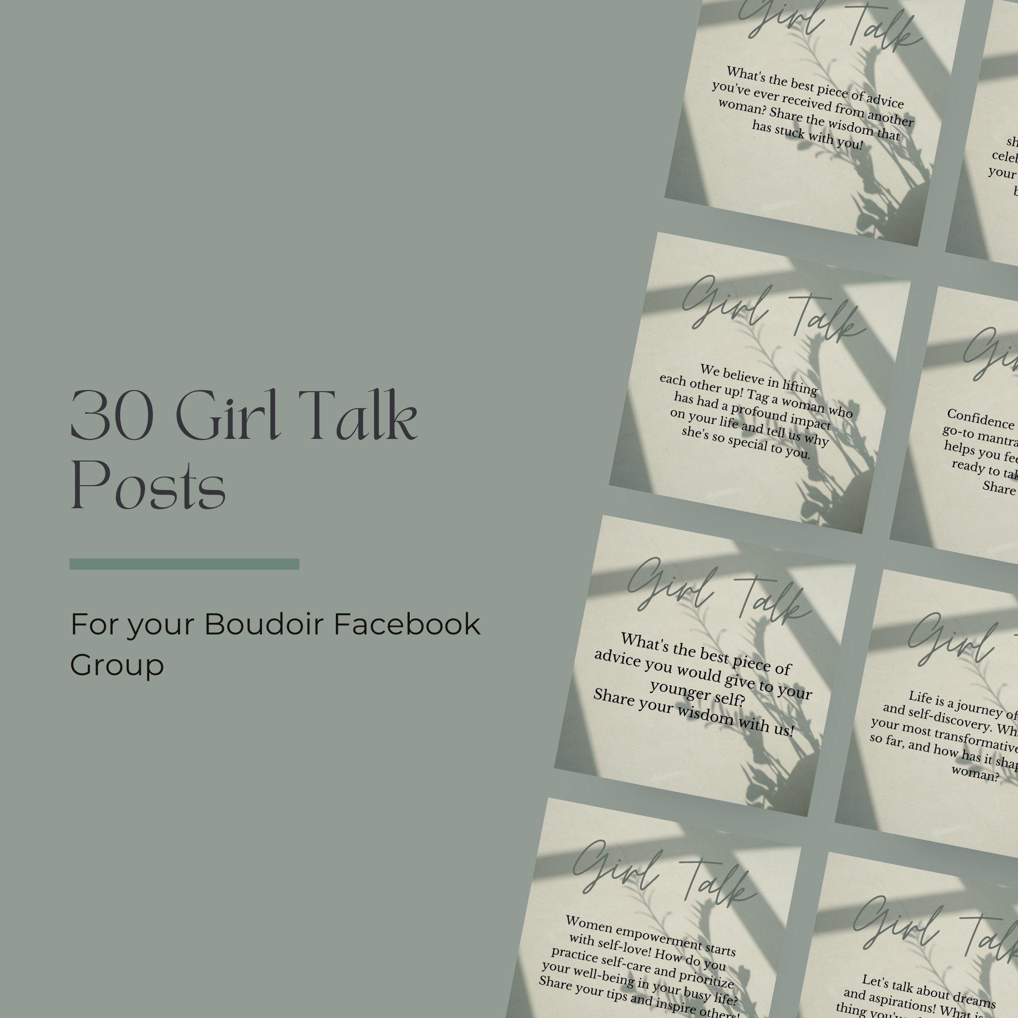 30 Girl Talk Posts - Boudoir Group Content - Etsy