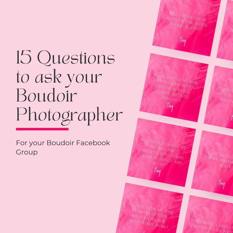 15 Questions to Ask Your Photographer - Boudoir Group Content - Etsy