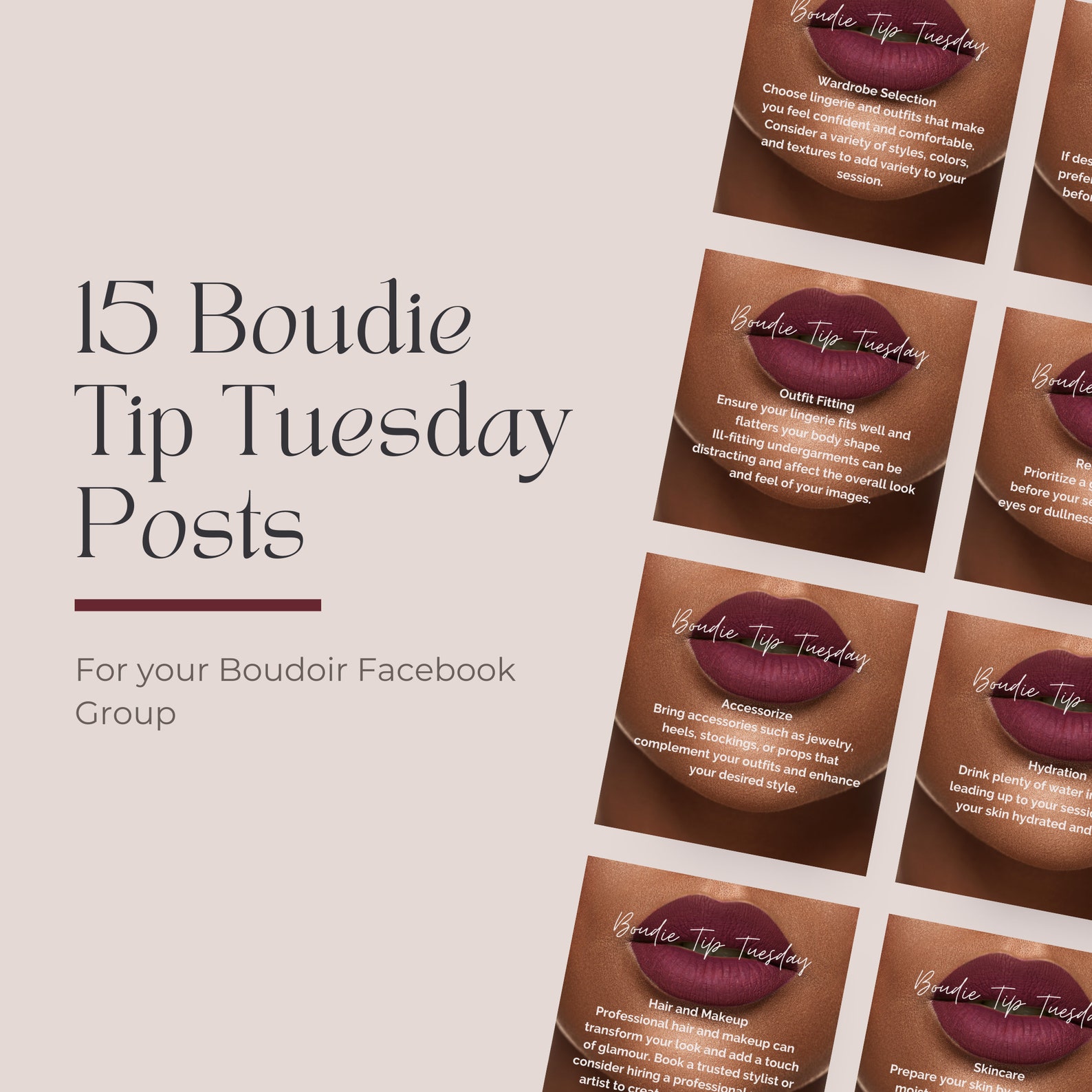 15 Boudie Tip Tuesday Posts - Boudoir Group Content - Etsy