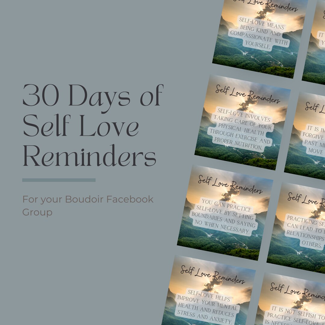 30 Days of Self Love Reminders - Boudoir Group Content - Etsy