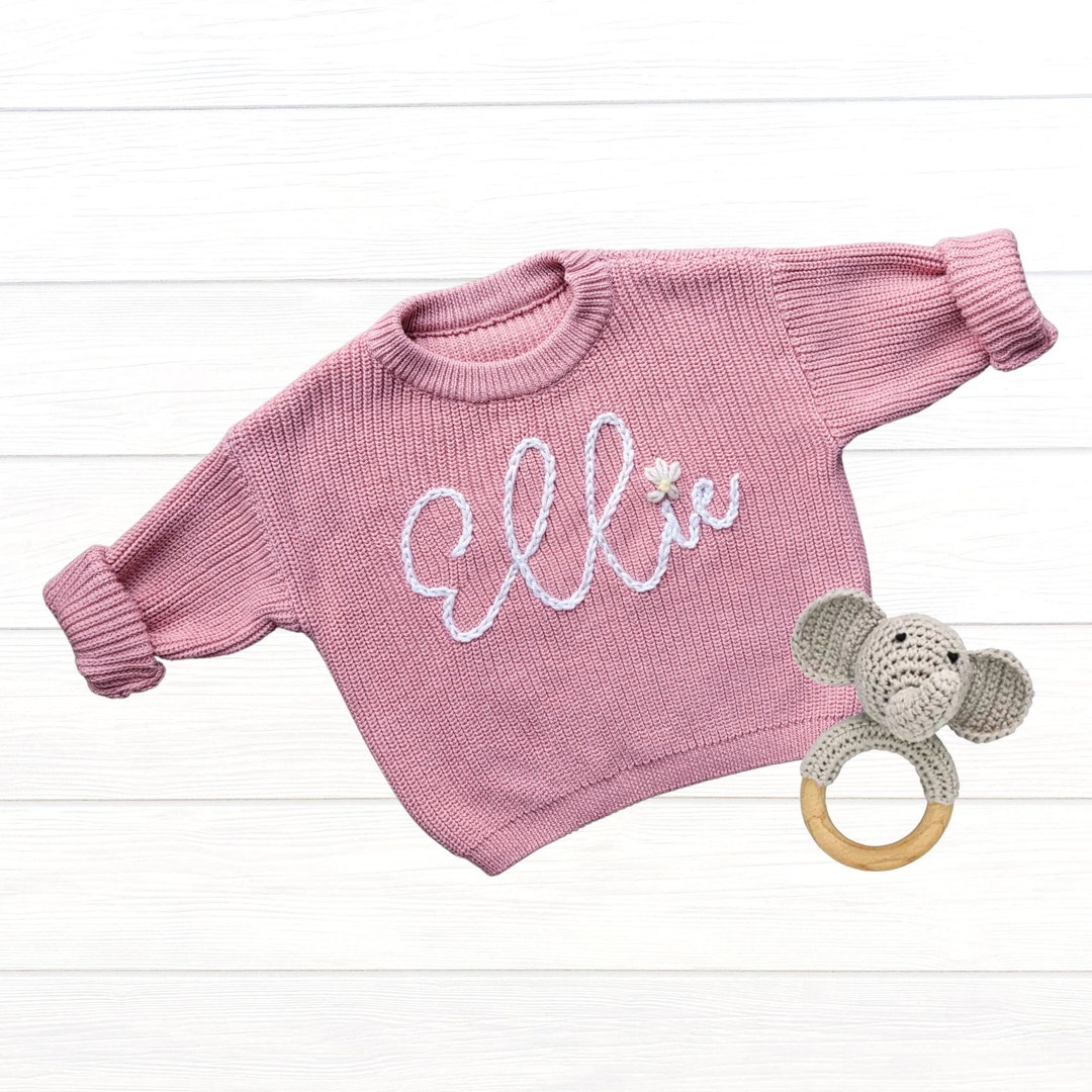 Baby Name Sweater, Hand Embroidered, Newborn Photo Prop, Boho Baby ...