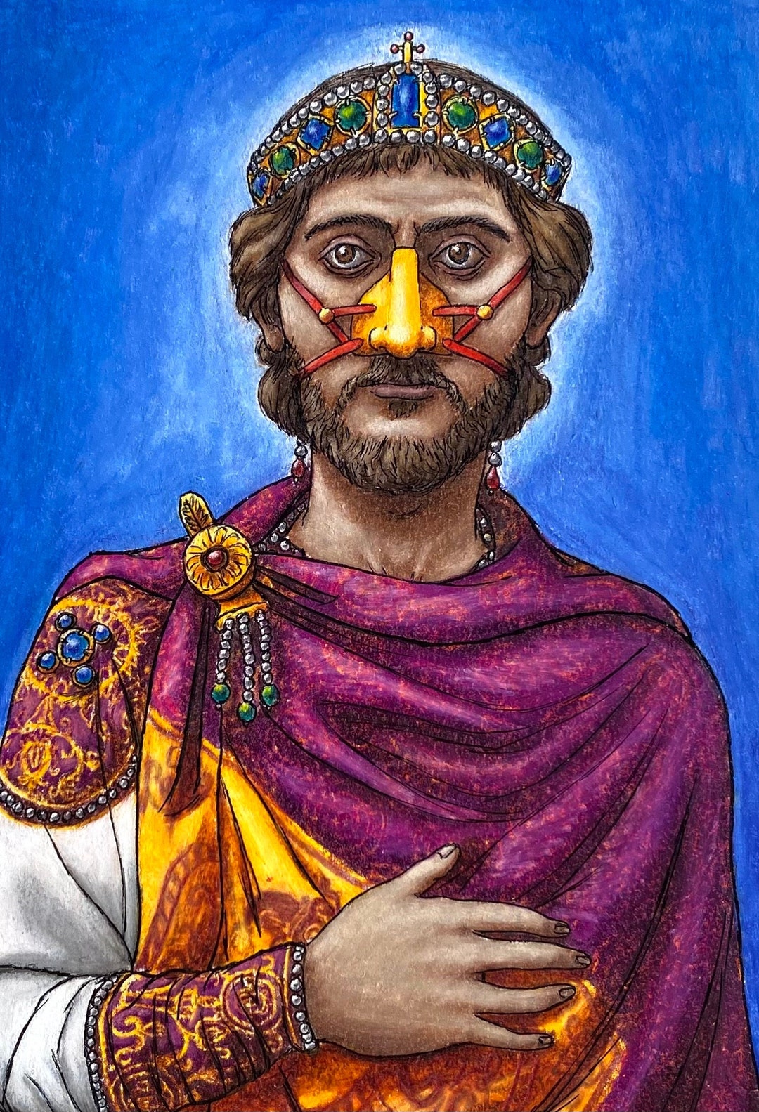 Justinian II portrait Miniature - Etsy