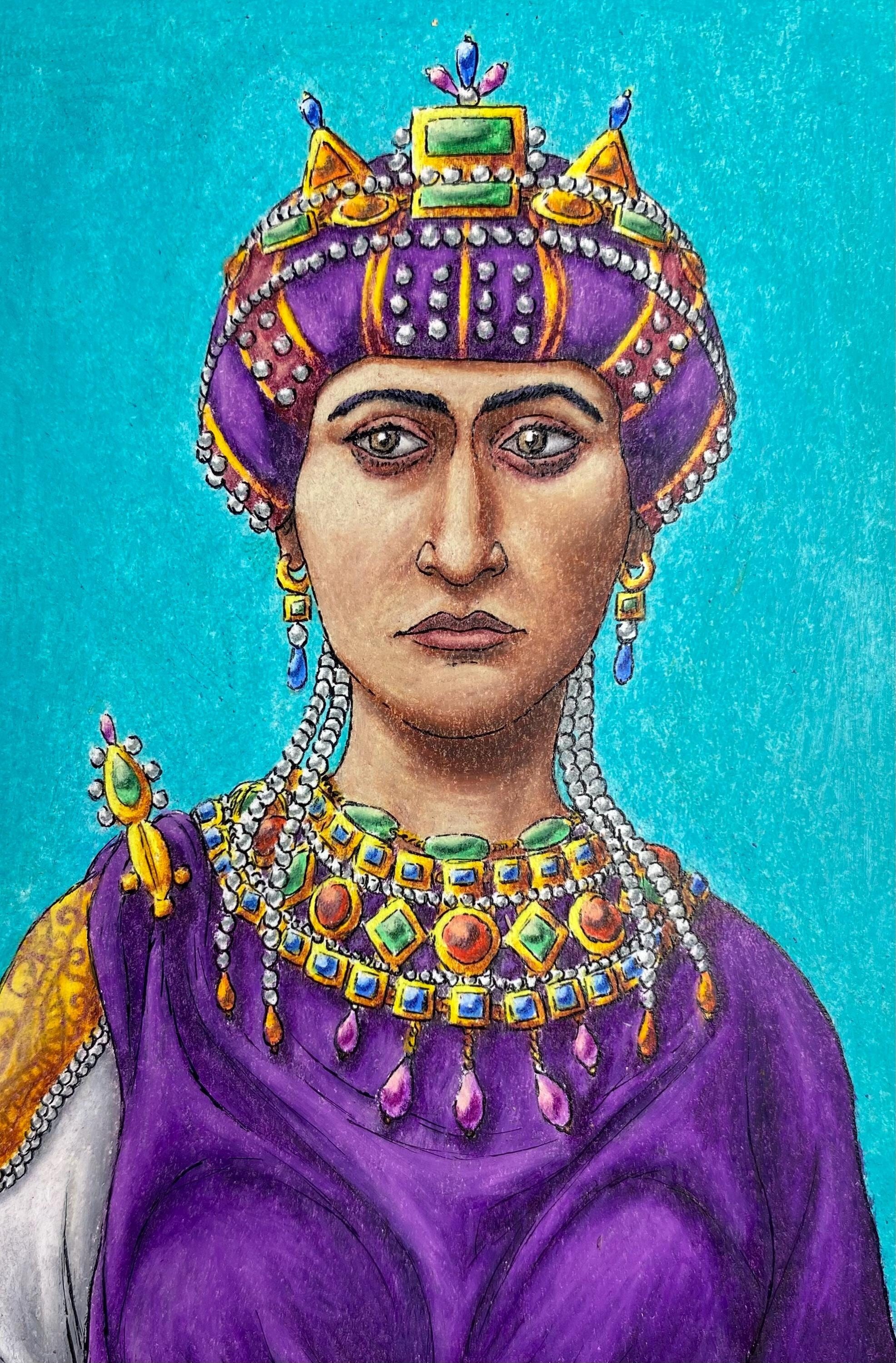 Theodora, Byzantine Empress (portrait Miniature) - Etsy