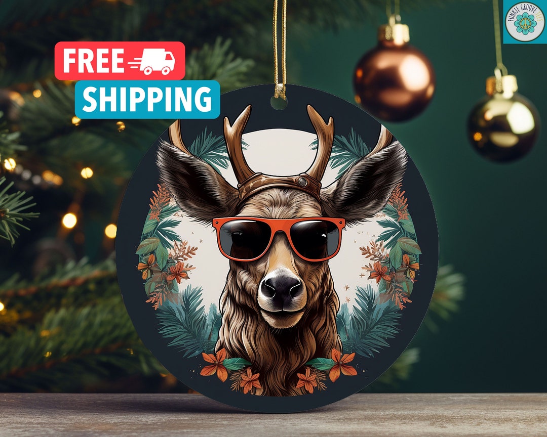 Hippie Reindeer Round Christmas Ornament Funky Groovy - Etsy