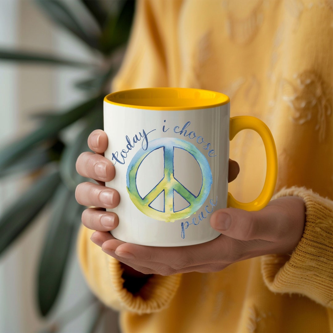 Boho Peace Sign Mug, Hippy Mug, Peace Sign Mug, Boho Mug, Peaceful ...