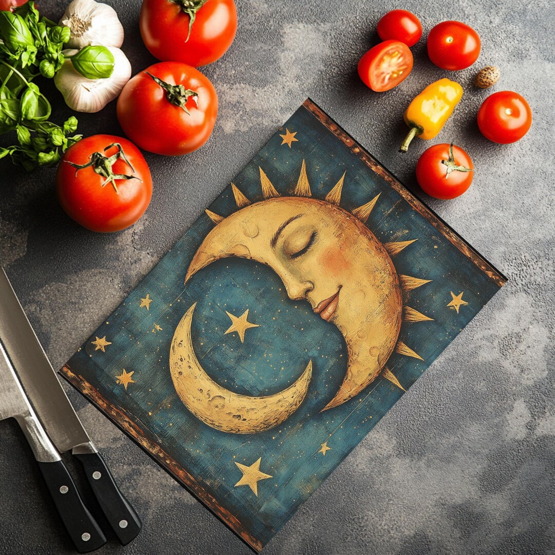 Vintage Sun and Moon Cutting Board, Aesthetic Celestial Kitchen Decor ...