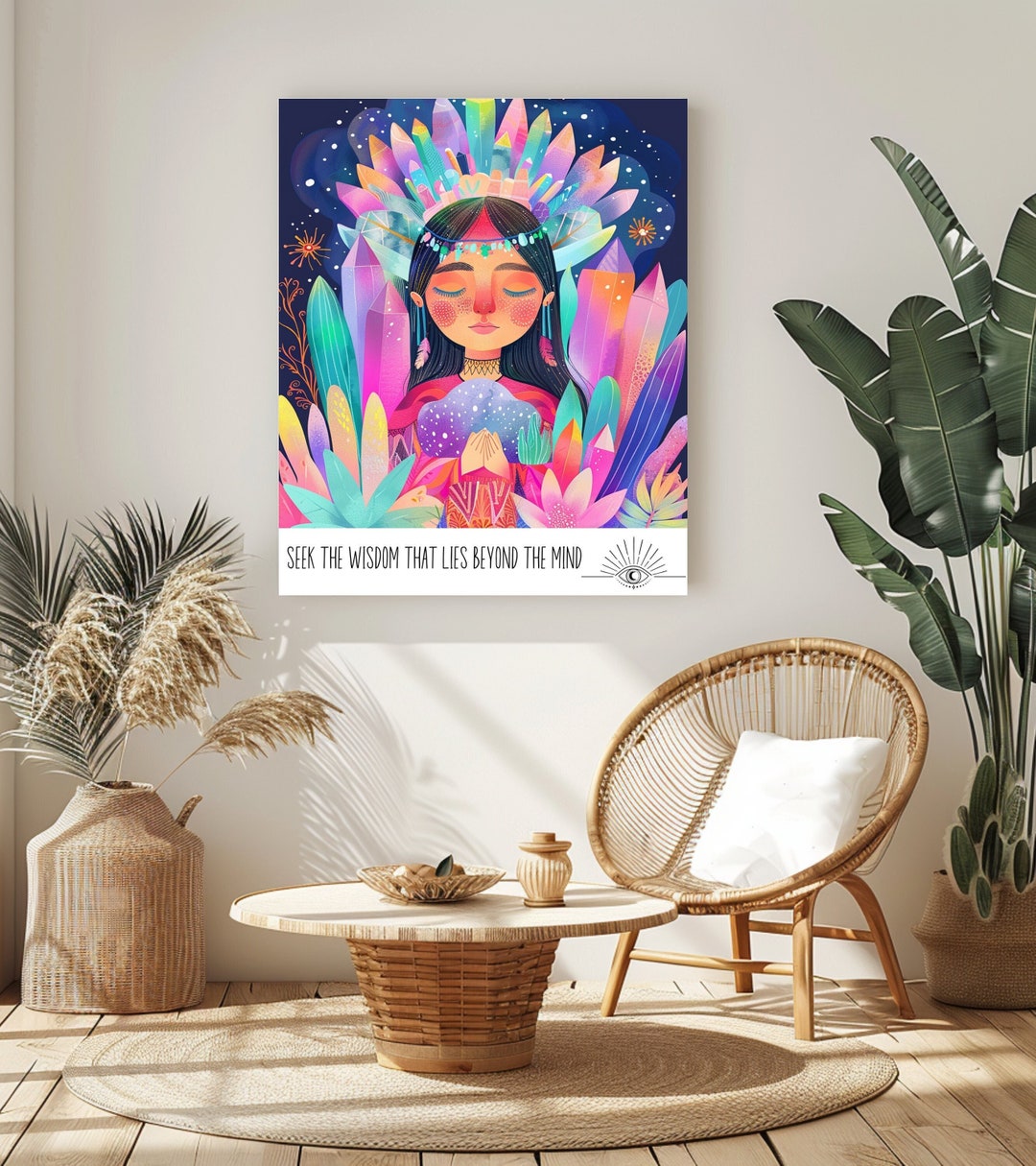 Colorful Whimsical Crystal Healer Canvas Ready to Hang Wall Art ...