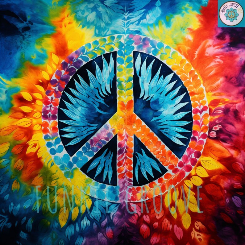 Hippie Peace Sign Digital File Bundle Of 4 Jpeg File Hippie Peace Watercolor Clipart Clip