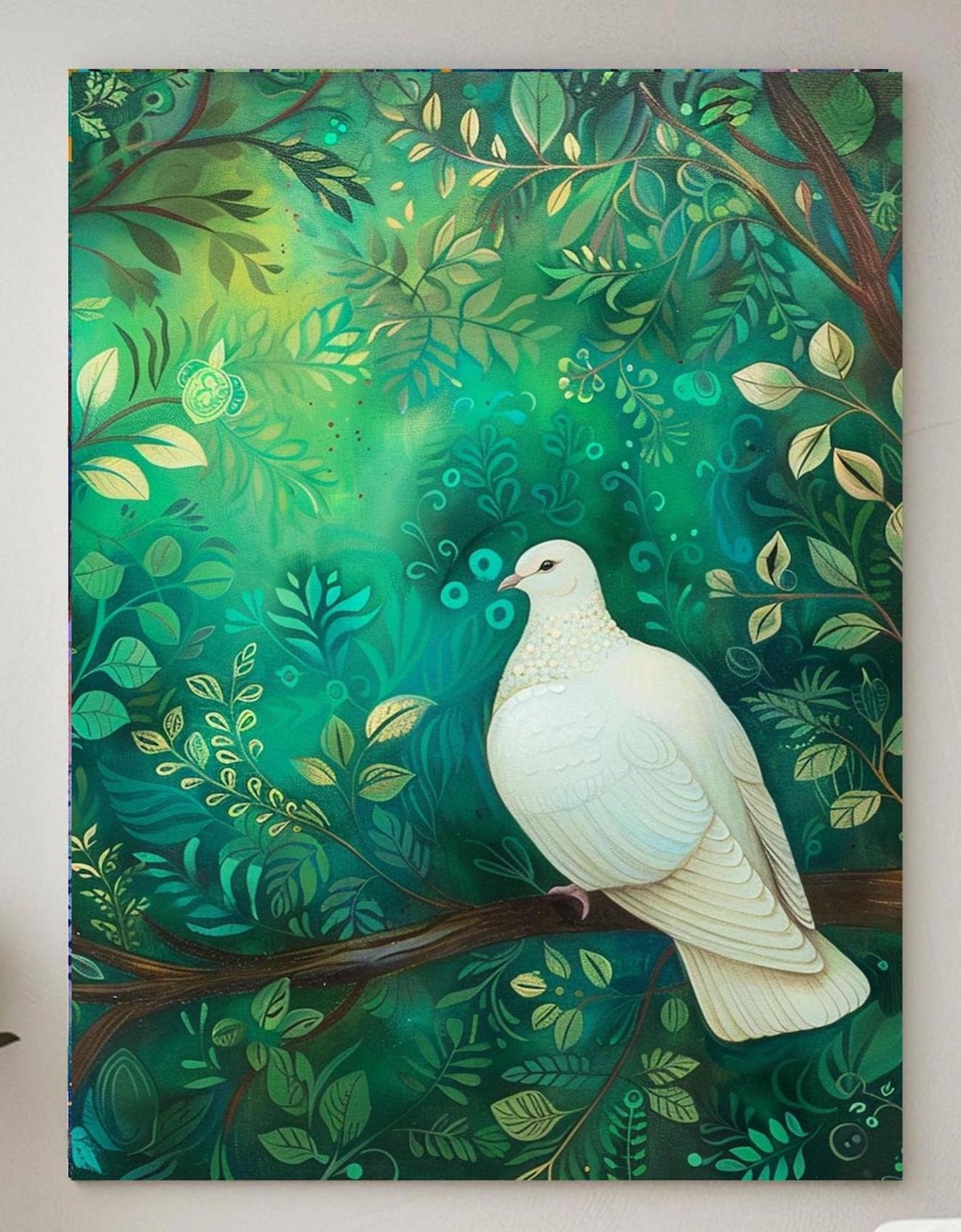 White Doves Art Canvas, Peace Art, Bird Wall Art, Bird Painting Animal ...