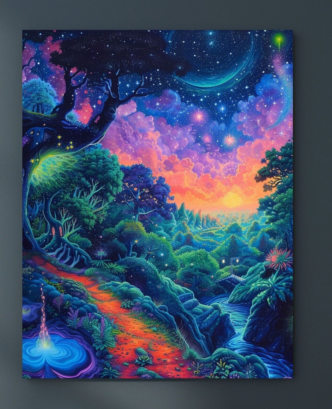 Psychedelic Trippy Hippie Painting Canvas Wall Art, Large Canvas Art ...