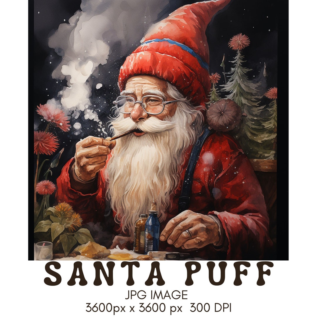 Santa Taking a Puff Christmas Clipart Bundle of 4 JPEG File - Etsy