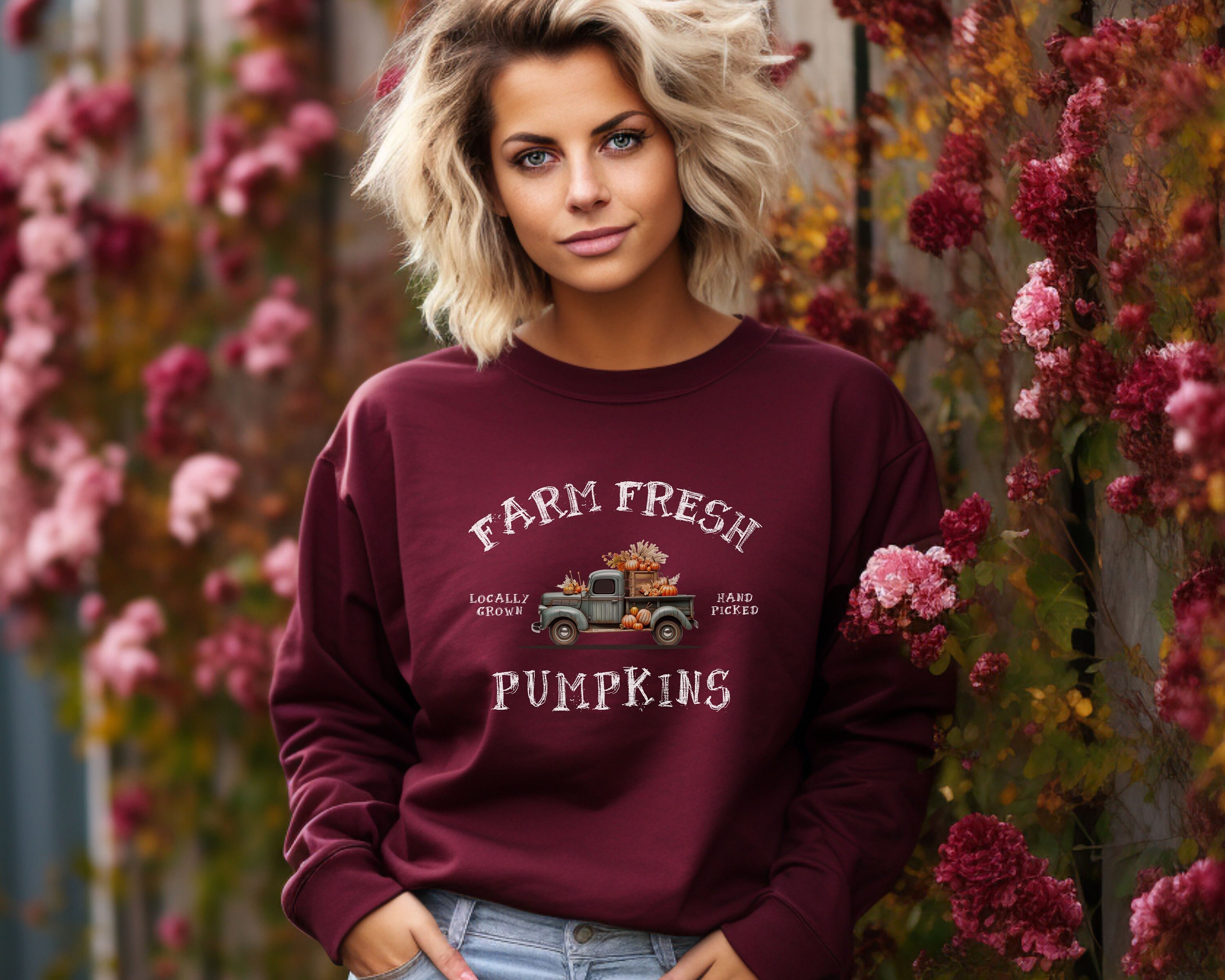 Farm Fresh Pumpkin Sweatshirt Halloween Party Sweatshirt - Etsy