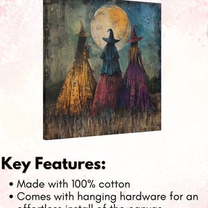 Three Whimsical Witches Halloween Canvas Wall Art, Witchy Decor ...